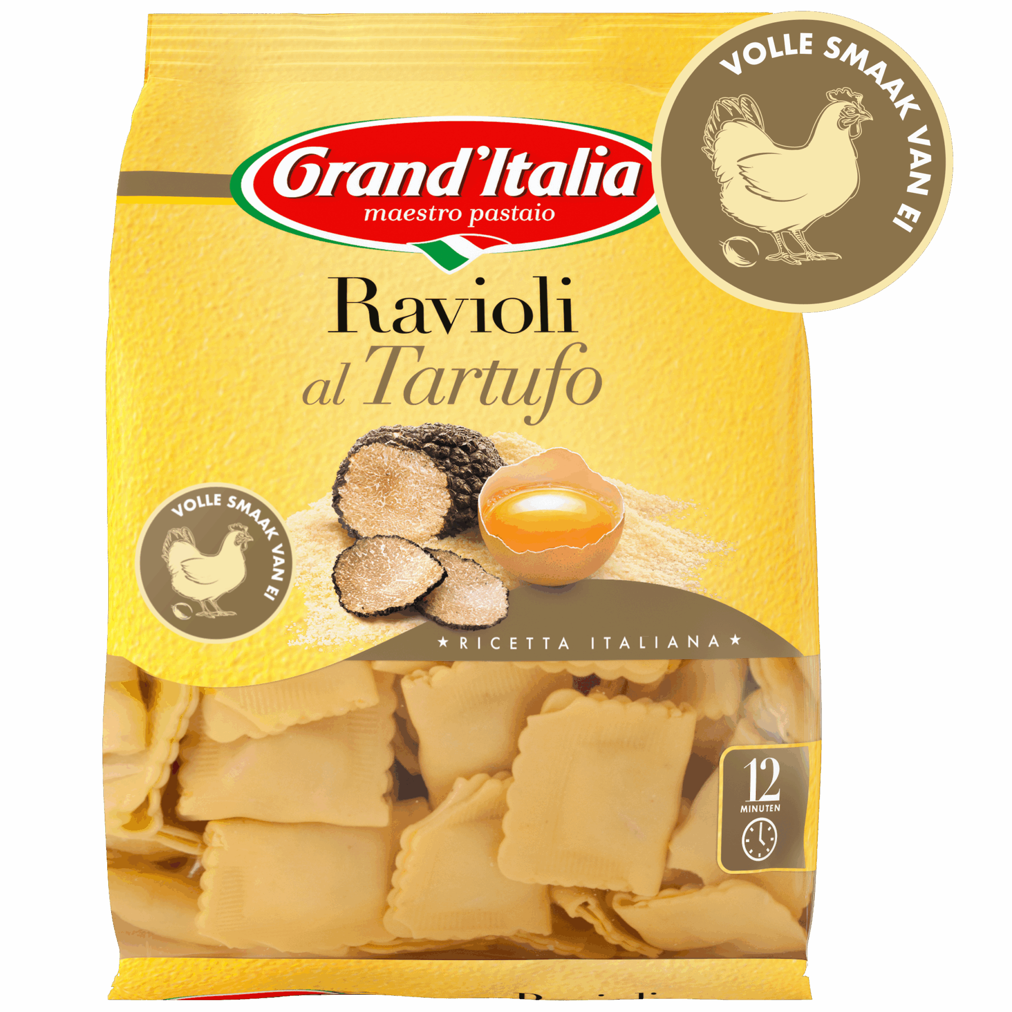 Ravioli met paddenstoelensaus - gevulde pasta met truffel - Grand'Italia
